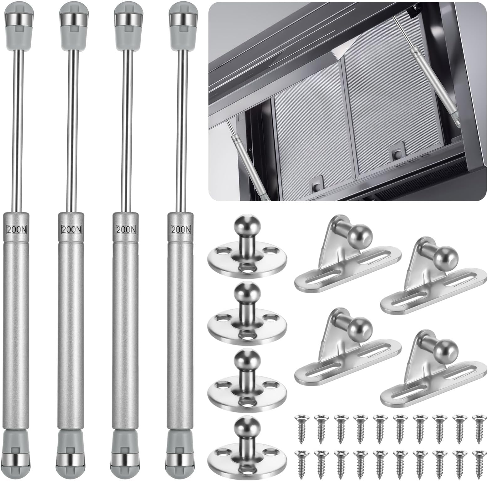 AHUNTTER 4Pcs 200N Gas Struts for Heavy lid Gas Hinges - Soft Close Gas ...