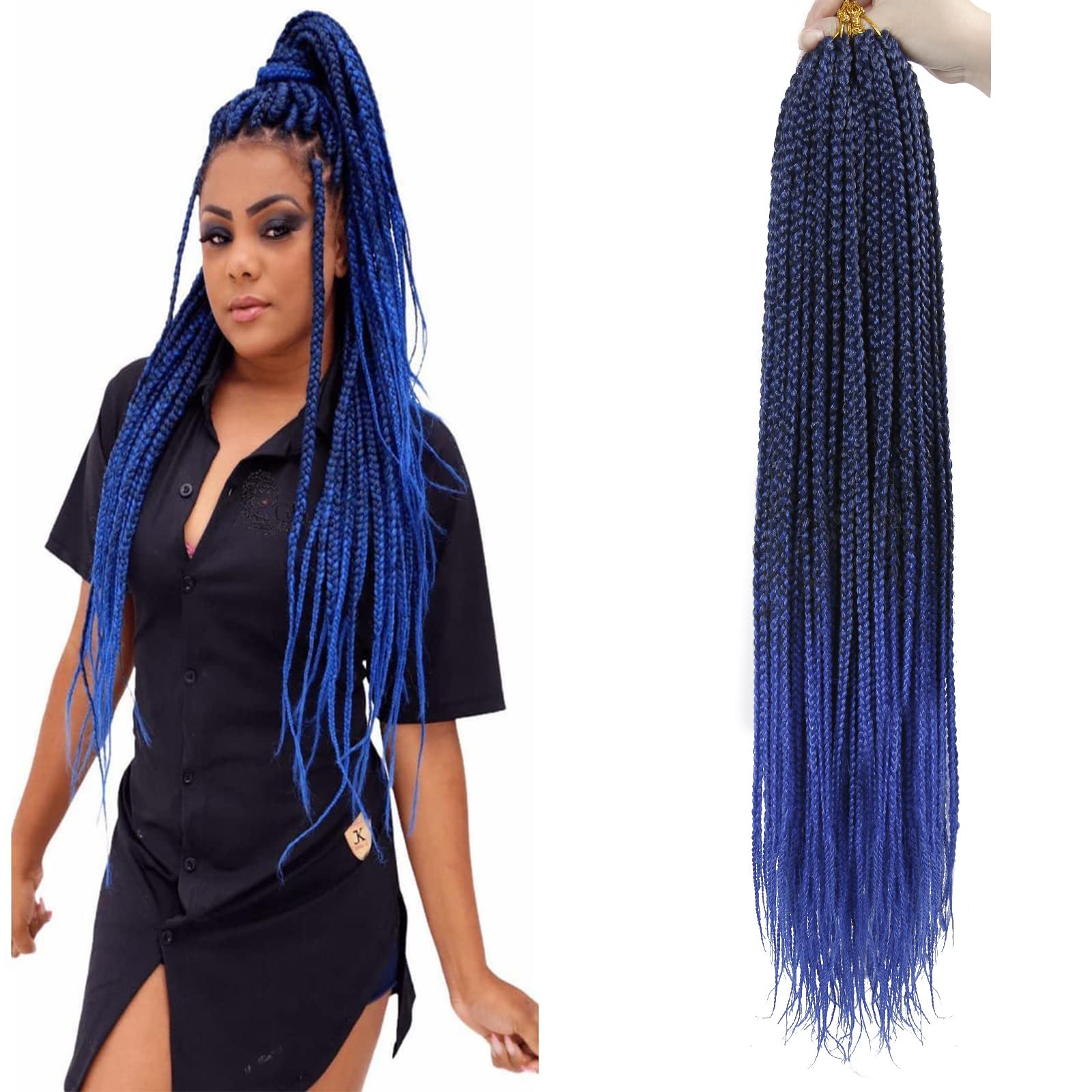 Buy 24 Inch Box Braids Crochet Hair 5Packs Ombre Box Braids Crochet ...
