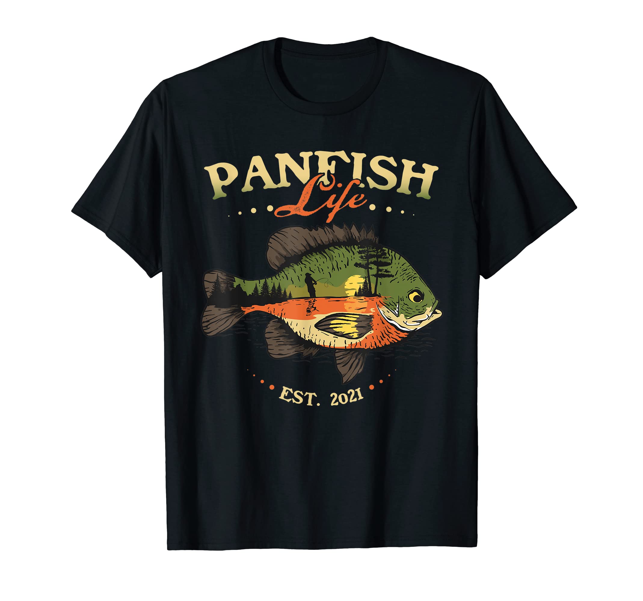 Amazon.com: Bluegill Fishing Art - Vintage Style Panfish Life T-Shirt ...