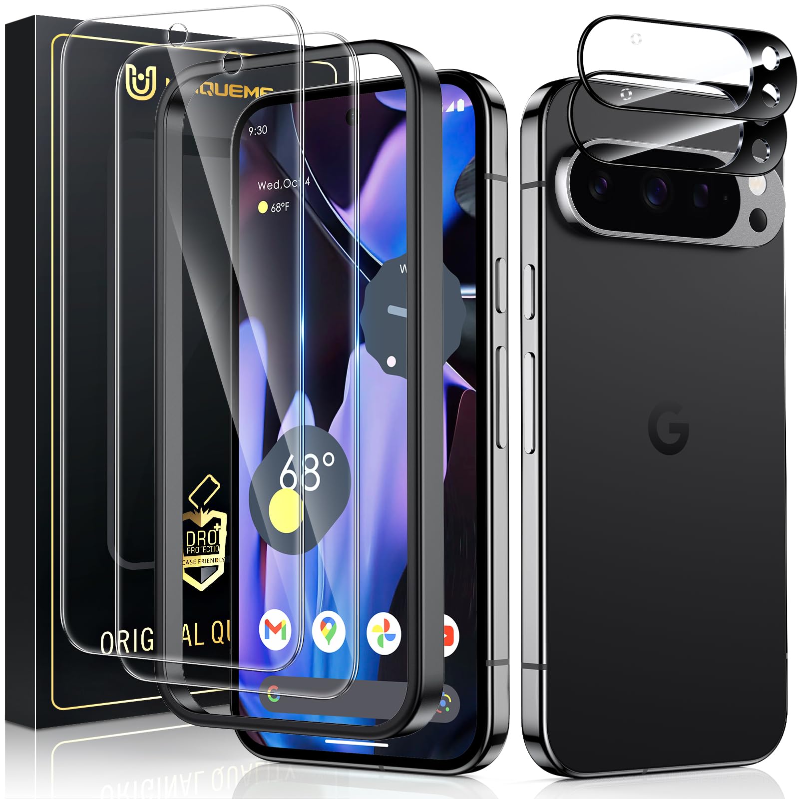 UniqueMe 2+2 Pack Screen Protector for Google Pixel 9 Pro XL, Tempered ...