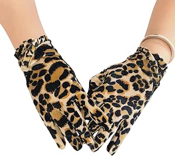 SADRIA Leopards Print Gloves Soft Polyester Light weight for Men Women ...