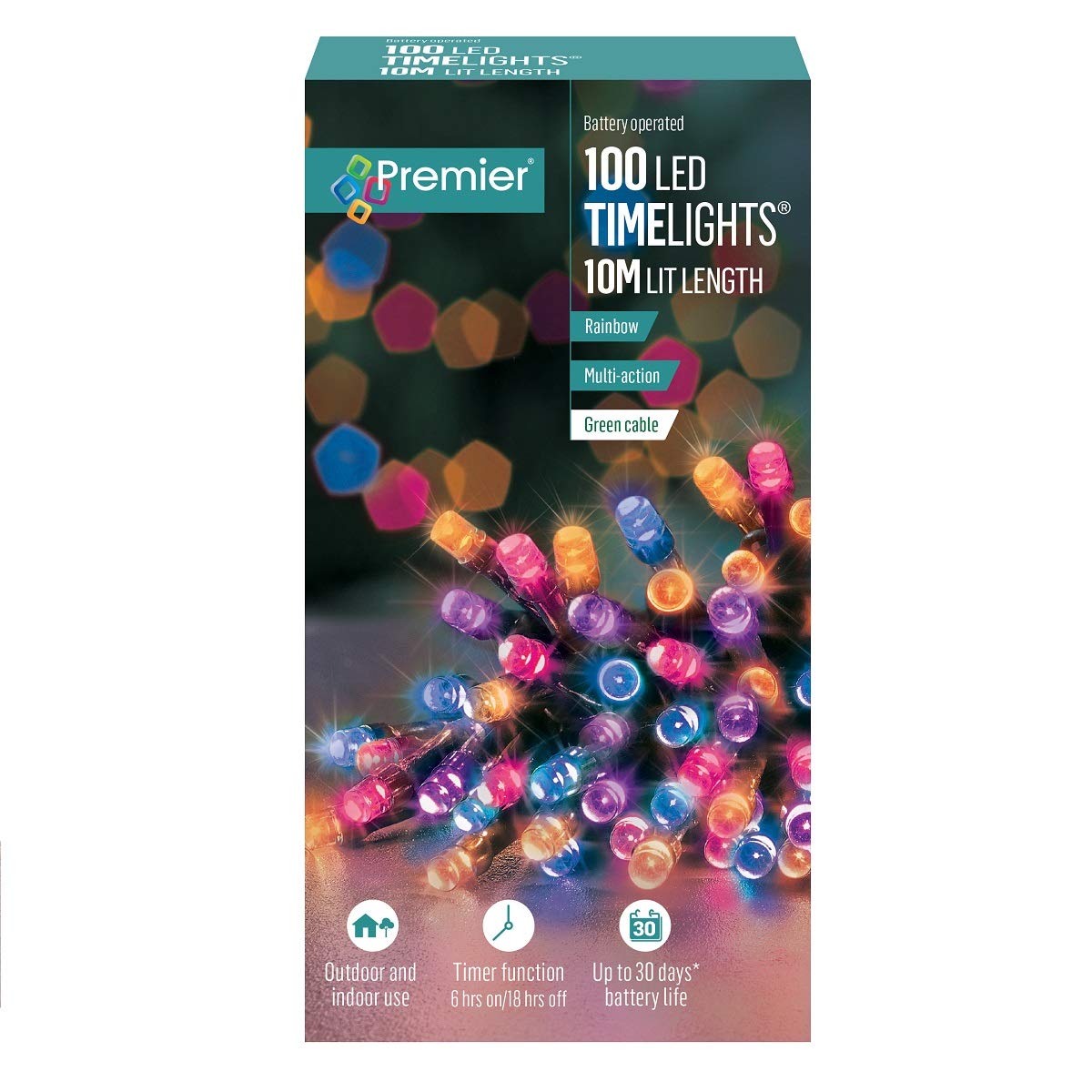 Premier 100 LED 10m Battery 8 Function Outdoor Smart Timer Lights ...