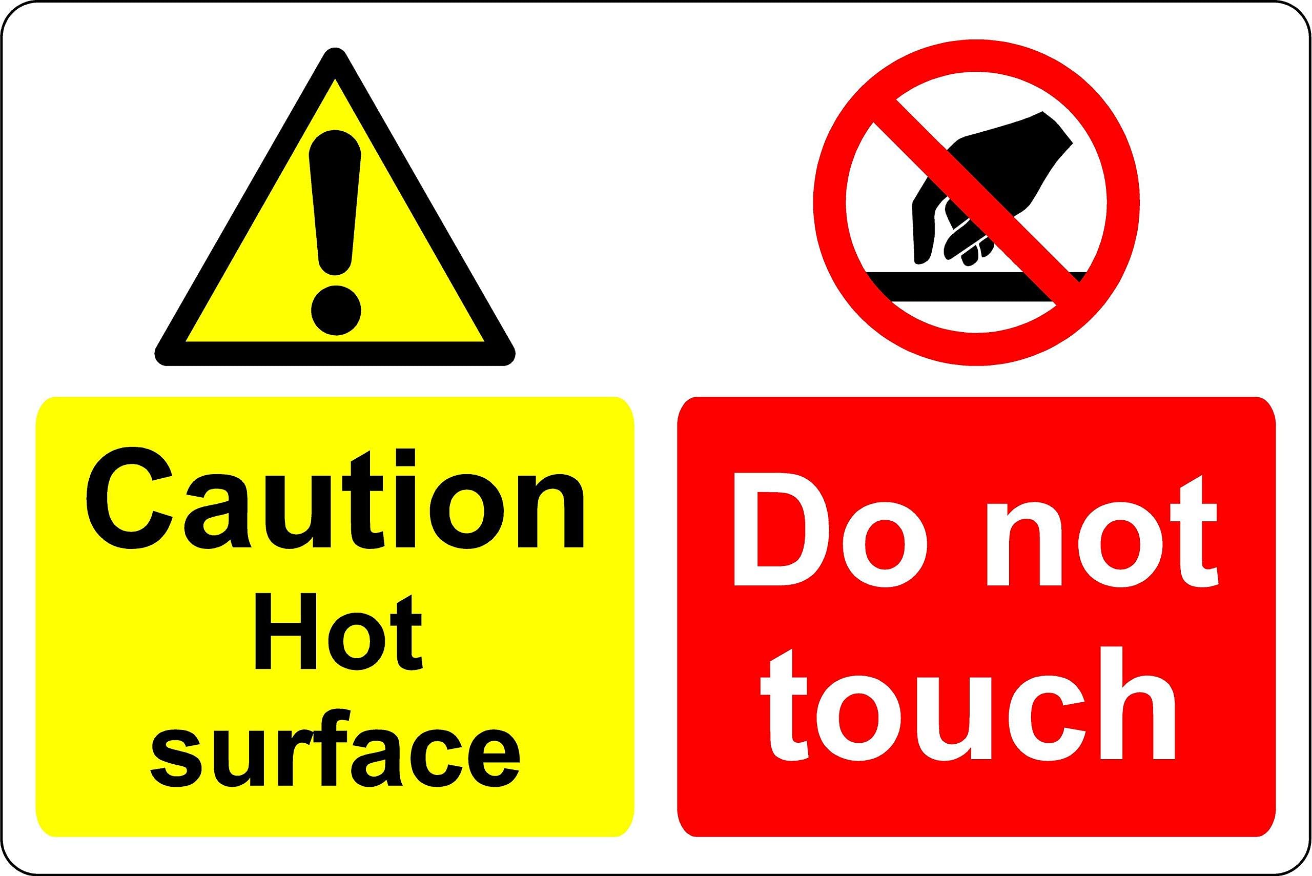 Caution hot surface do not touch safety sign - Self adhesive sticker ...