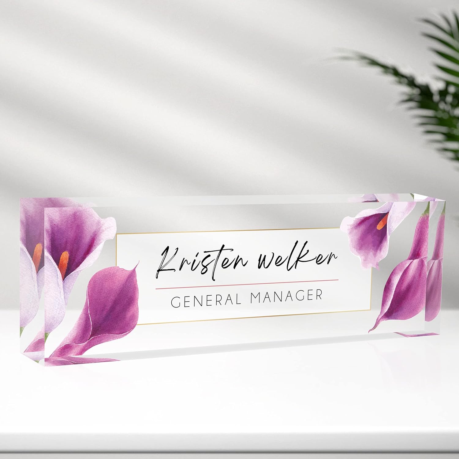 Amazon.com: Desk Name Plate Personalized, Premium Purple Calla Lily ...