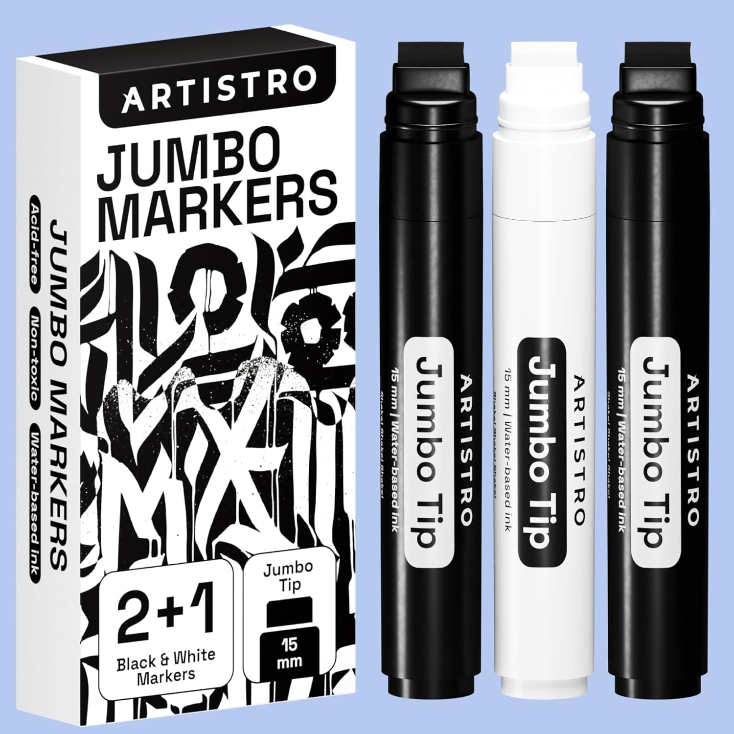 Amazon.com: ARTISTRO Jumbo Markers Set - 2 Black & 1 White Acrylic ...