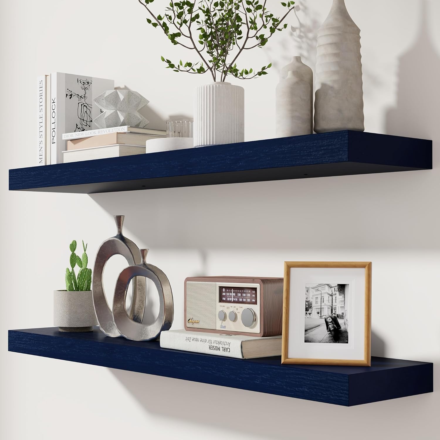 Amazon.com: Dark Blue Floating Shelves 36 Inch, Solid Wooden Wall ...