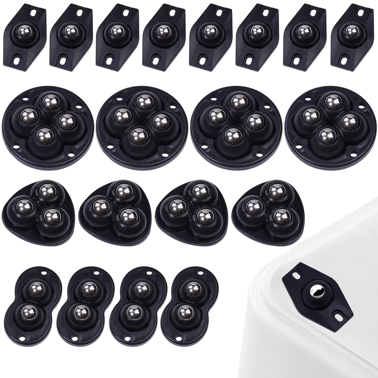ATROPOS 20 PCS Self Adhesive Mini Caster Wheels 360° Degree Rotation ...