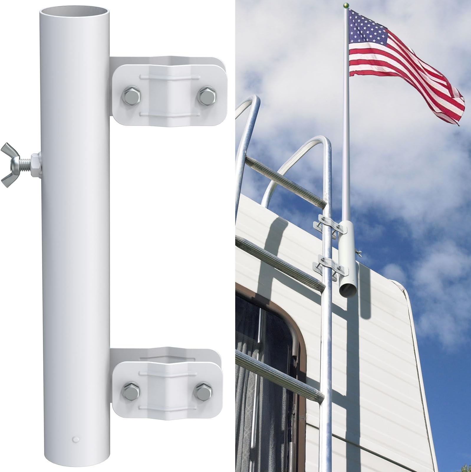 Amazon.com : DIYIIRON RV Ladder Mounted Flagpole Holder, Heavy Duty RV ...