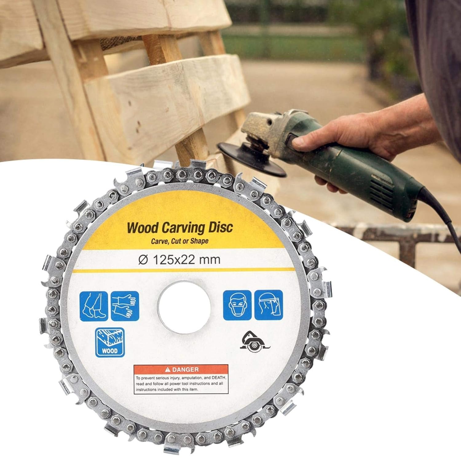 Ubersweet® Wood Carving Disc, 5in Angle Grinder Chain Disc with 14 Fine ...