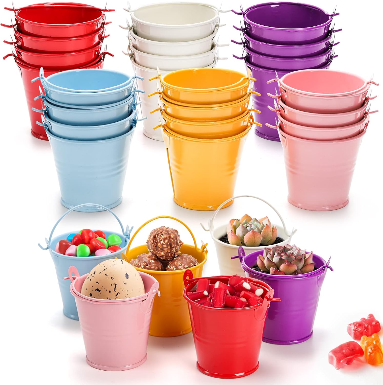 Amazon.com: TOPZEA 24 Pack Mini Metal Buckets for Party Favor, 2 Inch ...