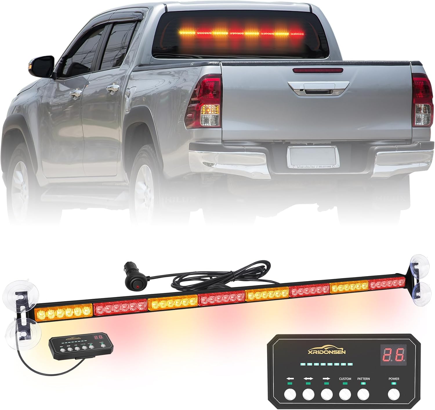 Amazon.com: XRIDONSEN 35 inch Amber Red Traffic Advisor Light Bar 48 ...