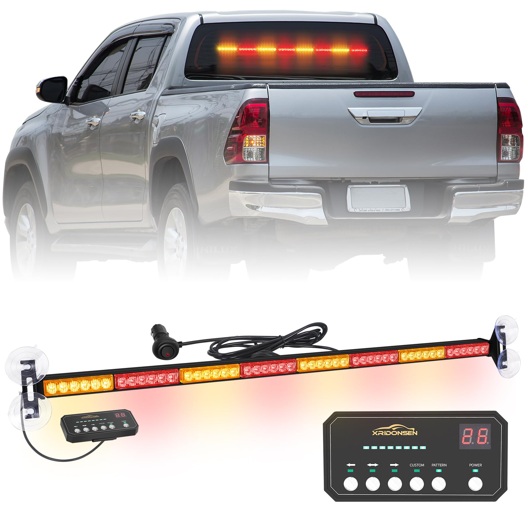 Amazon.com: XRIDONSEN 35 inch Amber Red Traffic Advisor Light Bar 48 ...