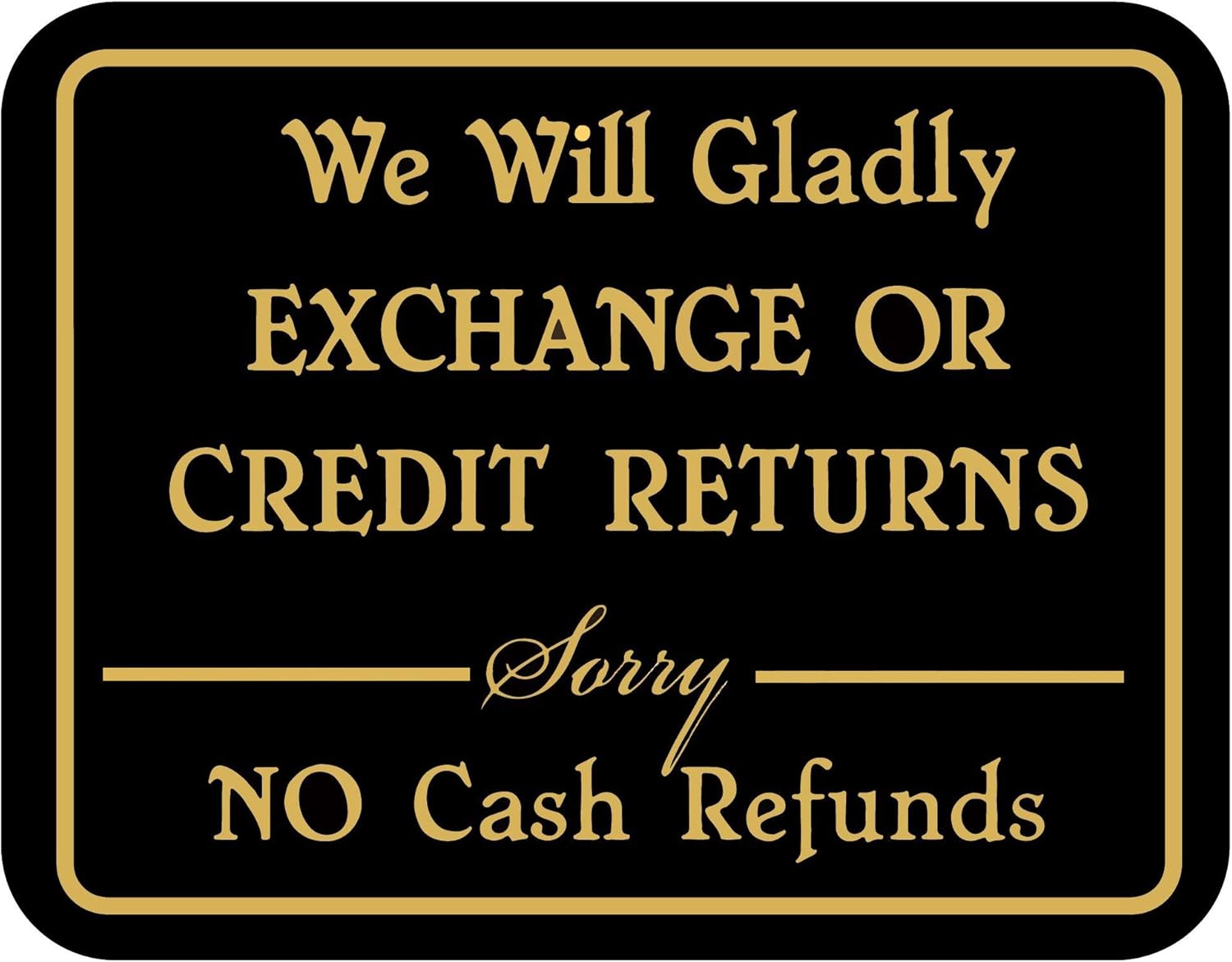 Store Signs Retail Store Policy Sign NO Refund or Exchange on Sale ...