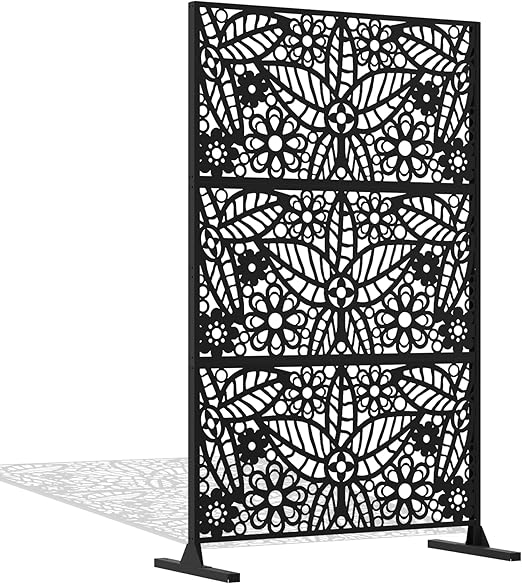Amazon.com : Outdoor Privacy Screen Metal Freestanding: 6FT Decorative ...