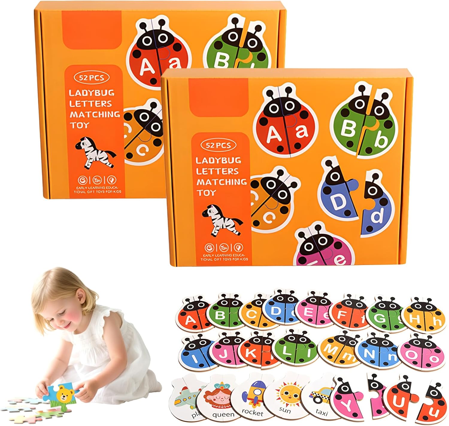 Amazon.com: Alphabet Matching Puzzle Set, 52 Pcs (26 Pairs) ABC Puzzles ...