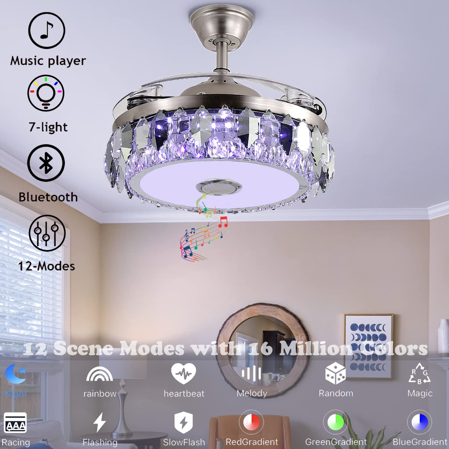 Hunter Fan Light Flashing Fandian 42” Fandelier Ceiling Fan Light