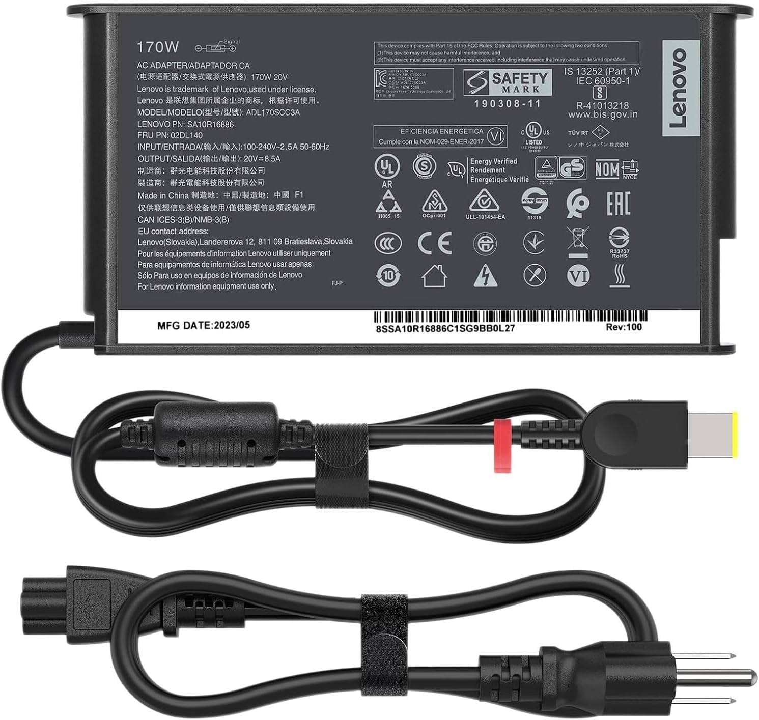 Amazon.com: New Genuine Slim Design Lenovo 20V 8.5A 170W AC Adapter For ...
