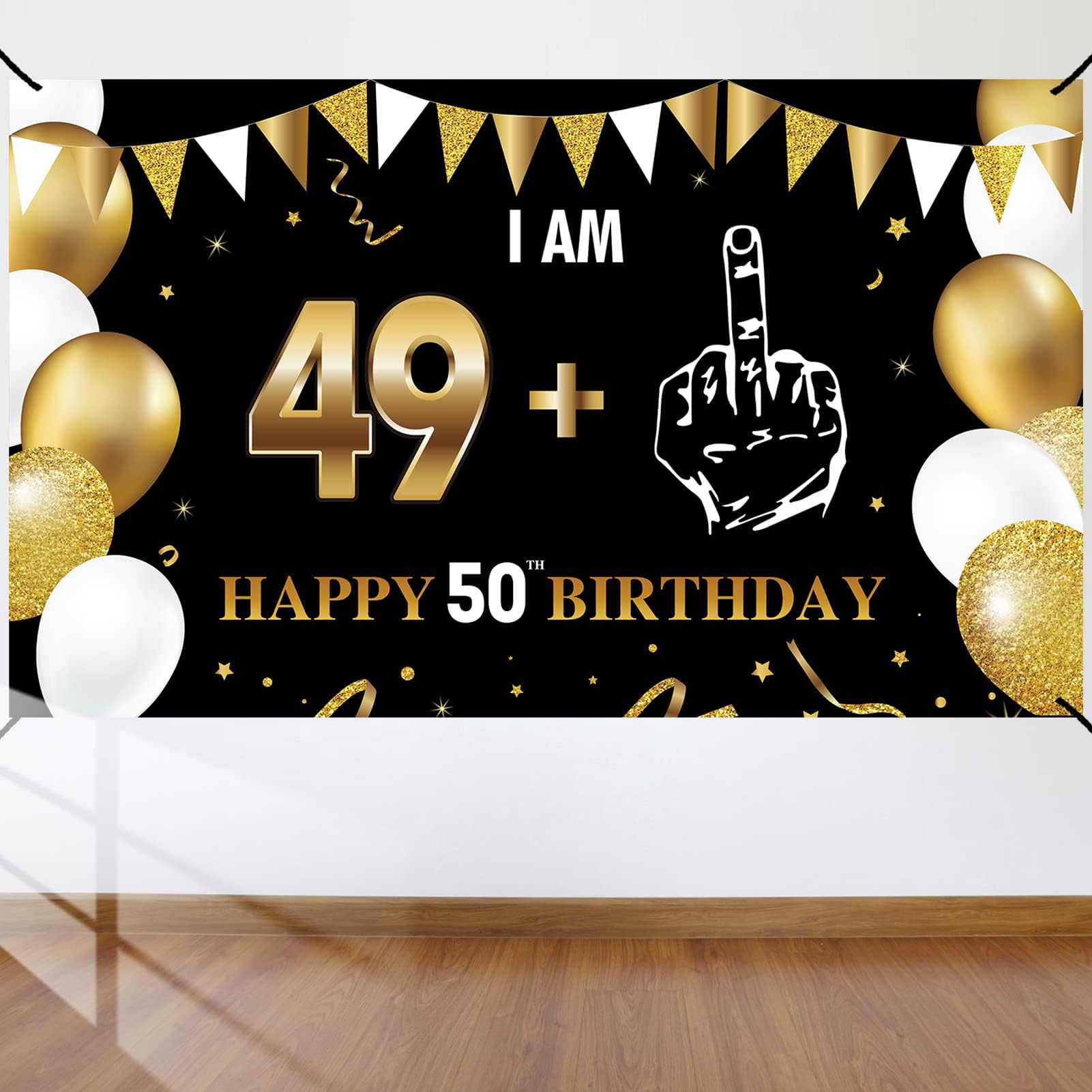 Amazon.com : Turypaty Funny 50th Birthday Decorations I Am 49+1 Banner ...