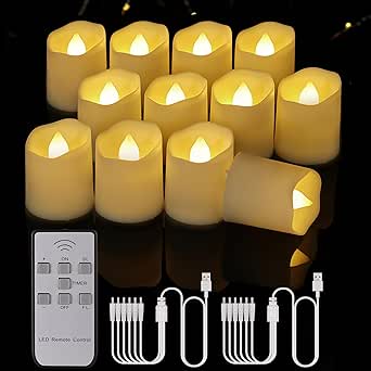 BOWKA 12 Piece Rechargeable Led Tealight Candles 7 Color RGB Warmwhite ...