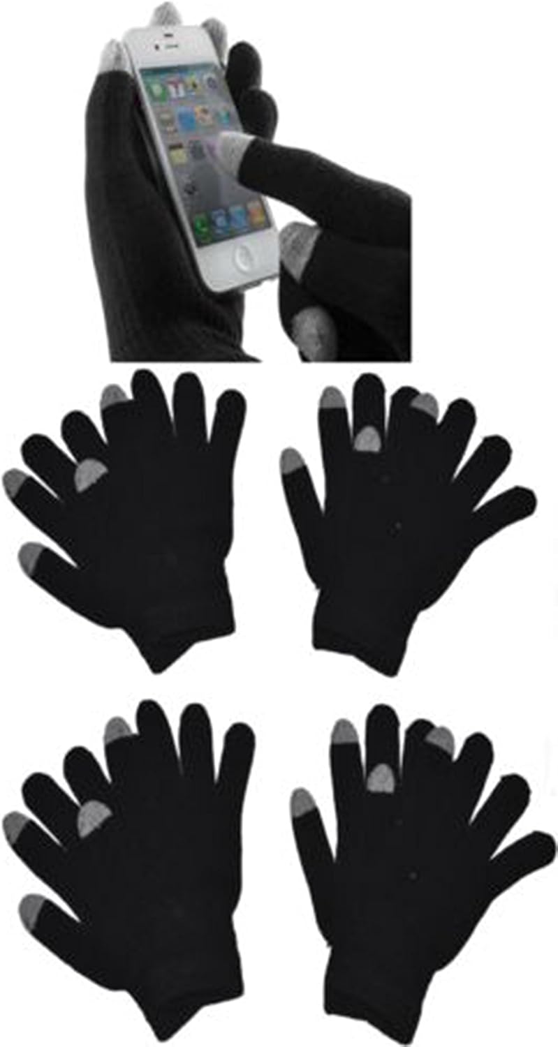 Amazon.com: OPT Brand. 4 Pairs Black Magic Knit Touch Screen Gloves ...