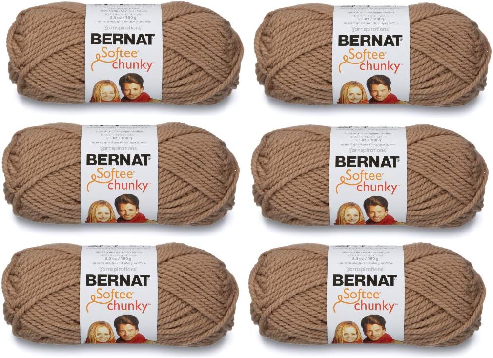 Amazon.com: Bernat Softee Chunky Yarn (6-Pack) Soft Taupe 161128-28011