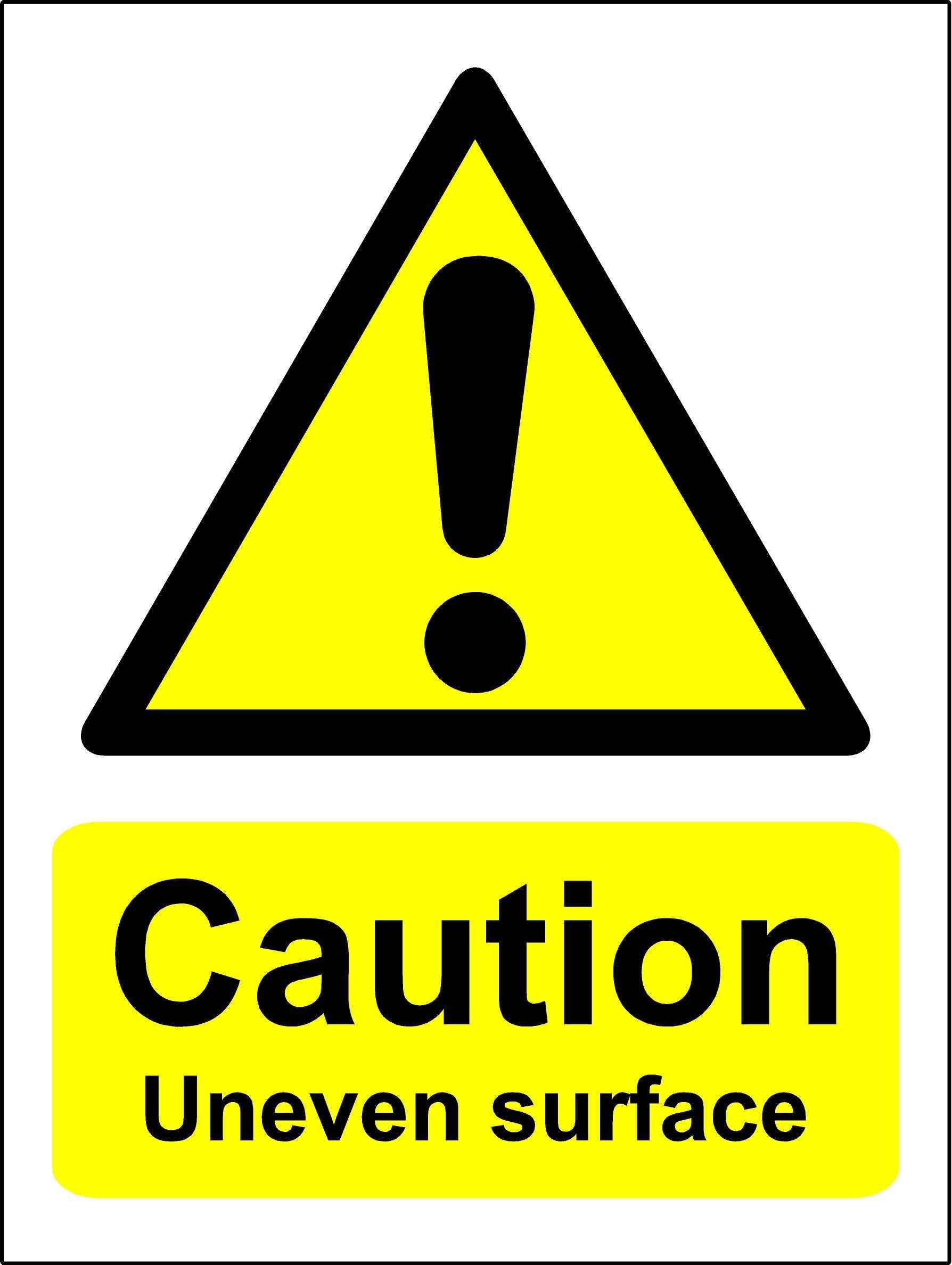 Warning uneven surface Safety sign - 1.2mm Rigid plastic 200mm x 150mm ...