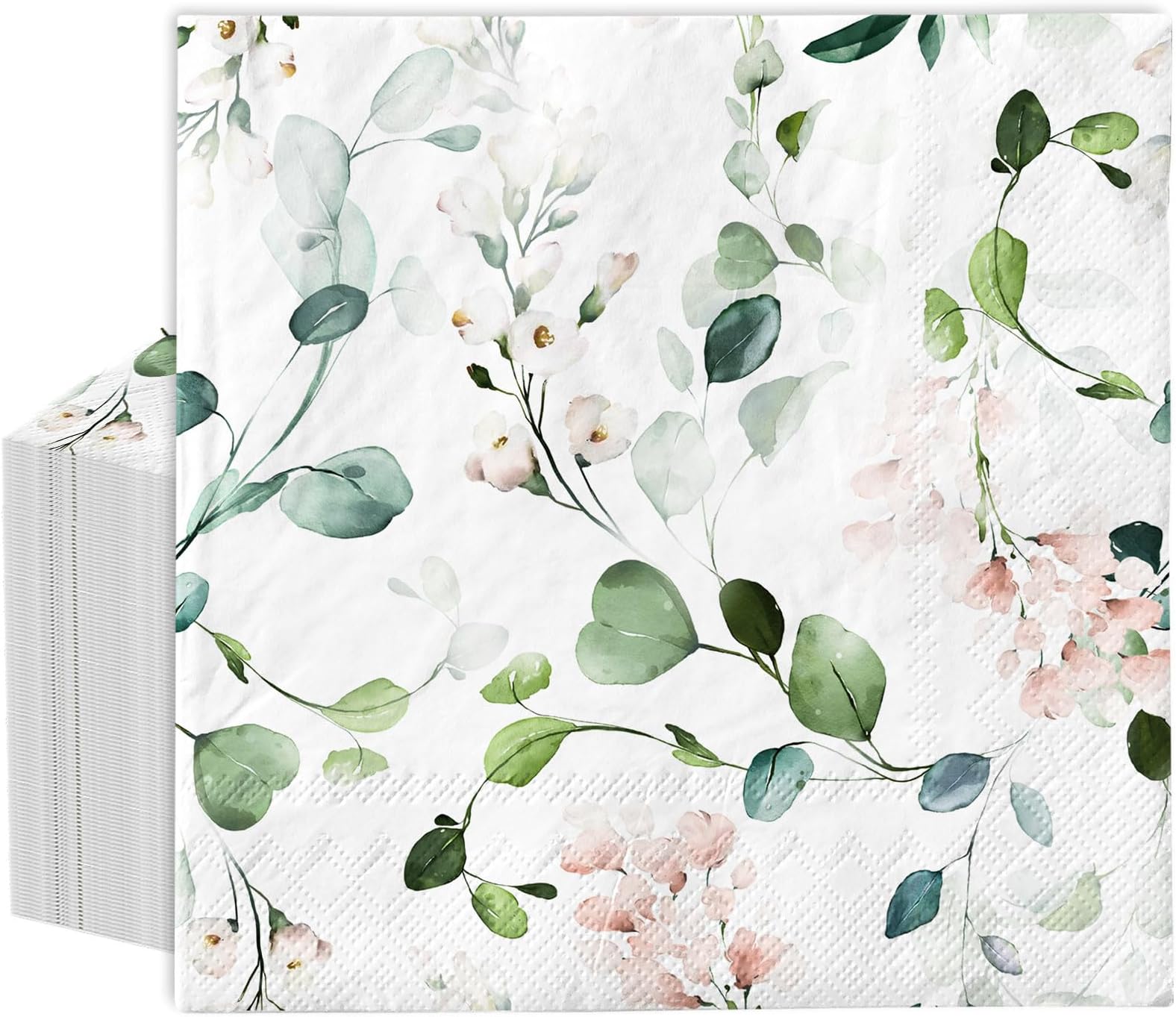 Amazon.com: AnyDesign 100Pcs Greenery Paper Napkins Watercolor Green ...