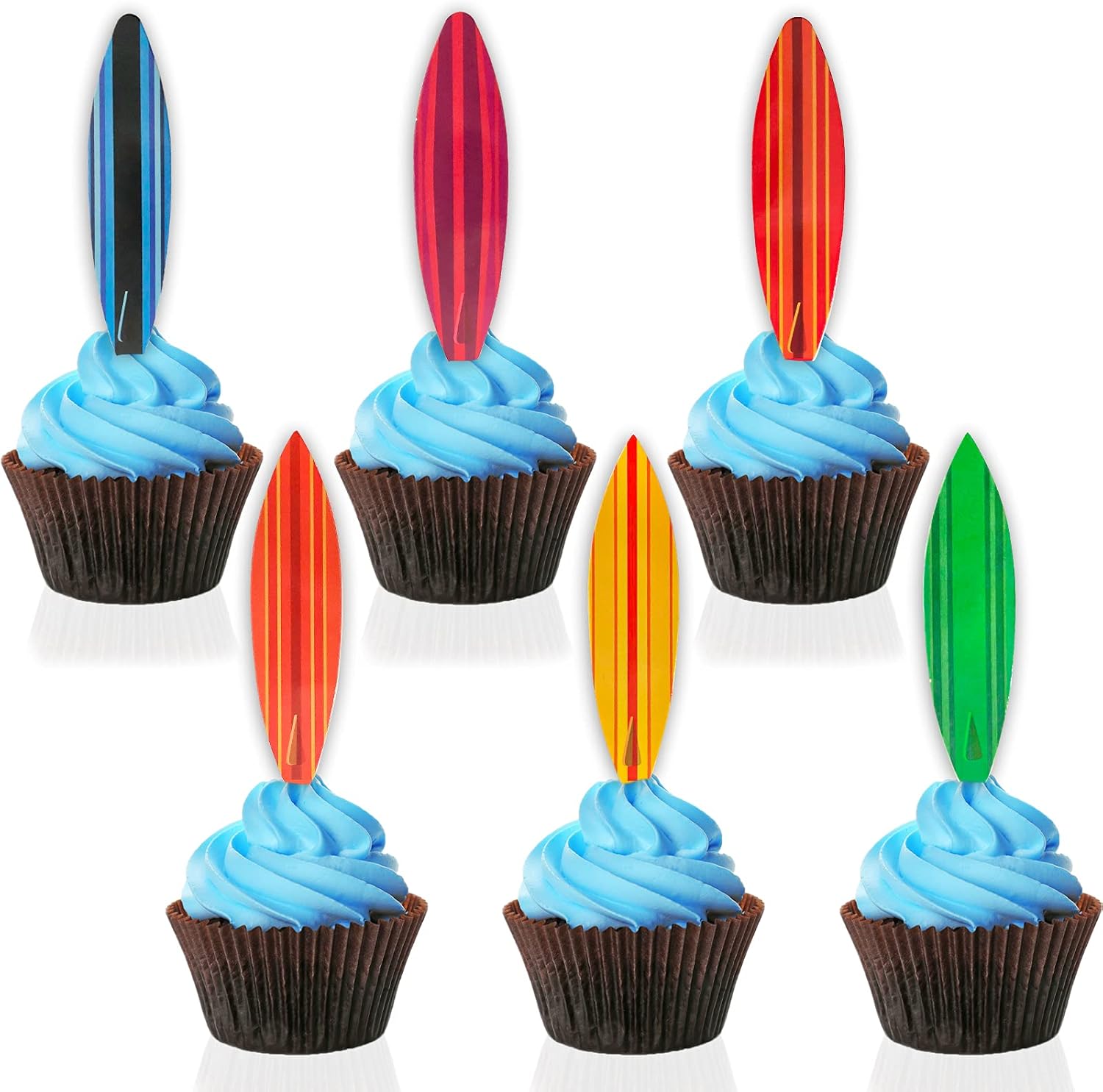 Amazon.com: KAIX 36 Pcs Surfboard Cupcake Toppers Surfboard Beach Cake ...