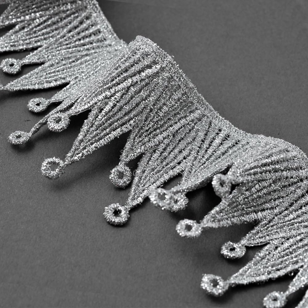 Amazon.com: Metallic SILVER Lace Trim for Bridal, Costume or Jewelry ...