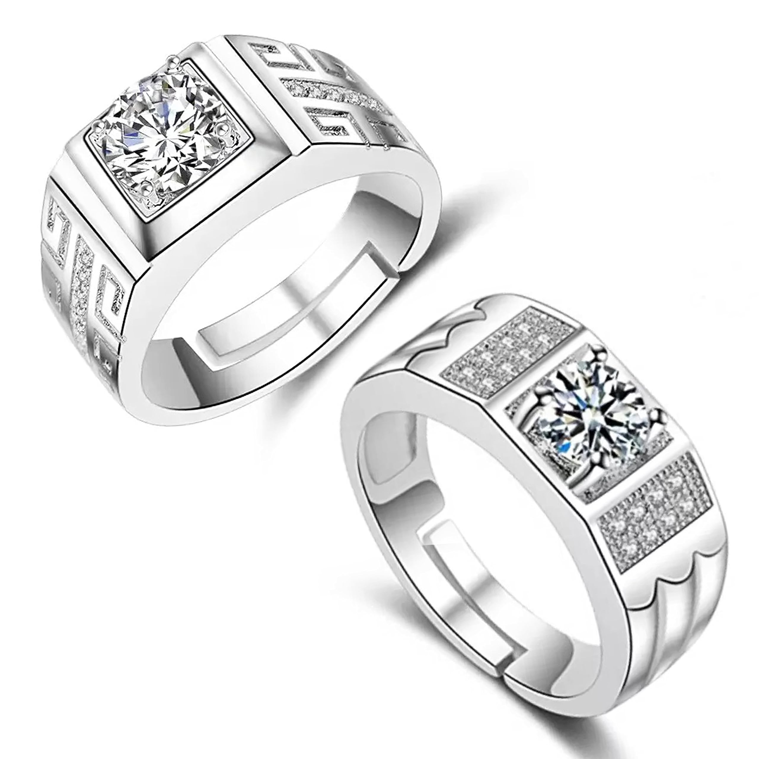 MIAMI Ring for Men combo Mens couples American diamond Solitaire AD CZ ...