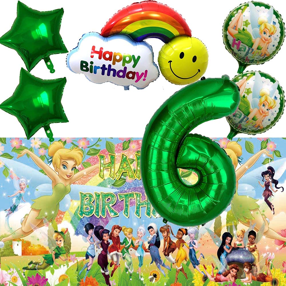 6th Tinkerbell Party Supplies 5 Balloons Sixth Six For Girl ...