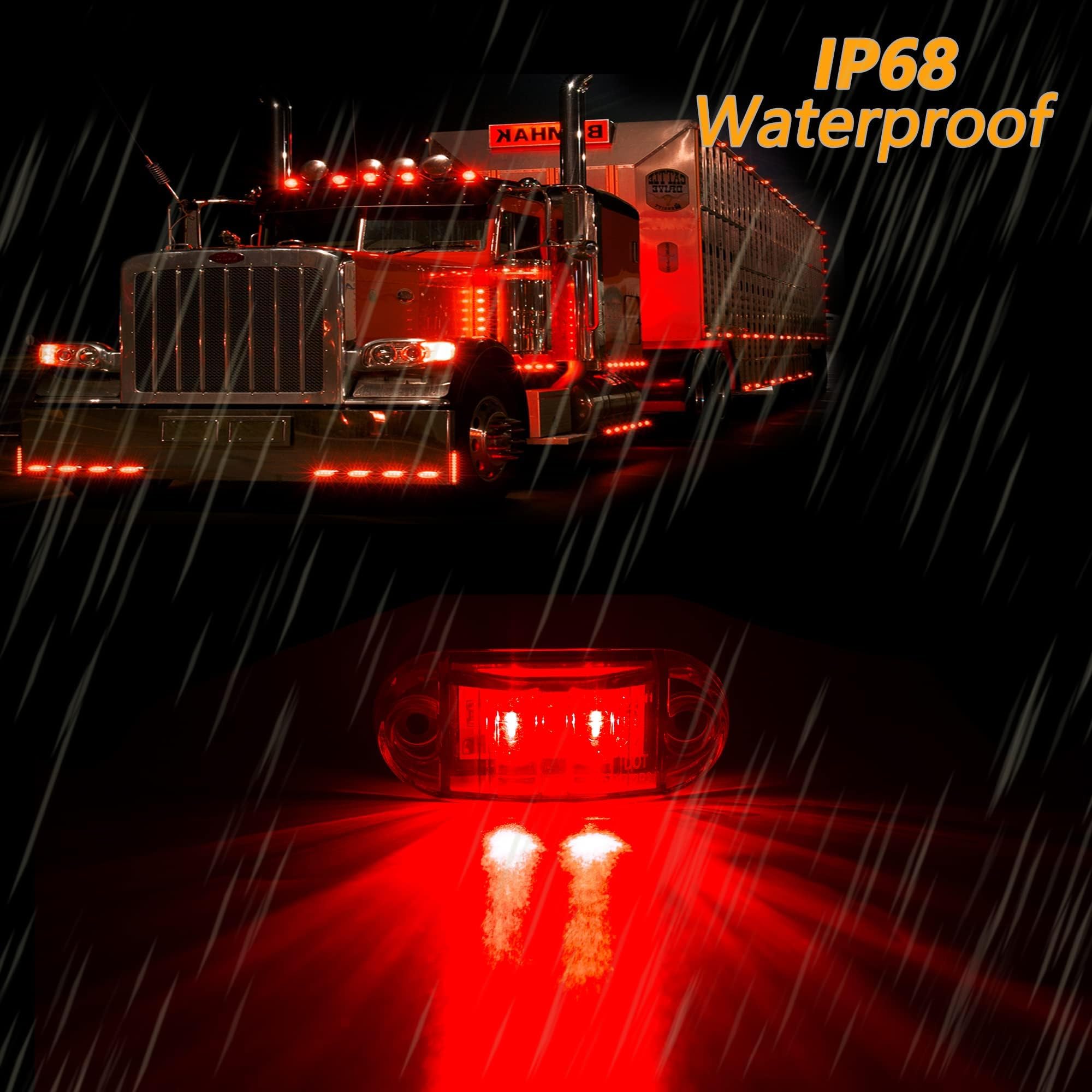Snapklik.com : 10 Pack Red DC12-24V IP68 Waterproof LED Trailer Lights ...