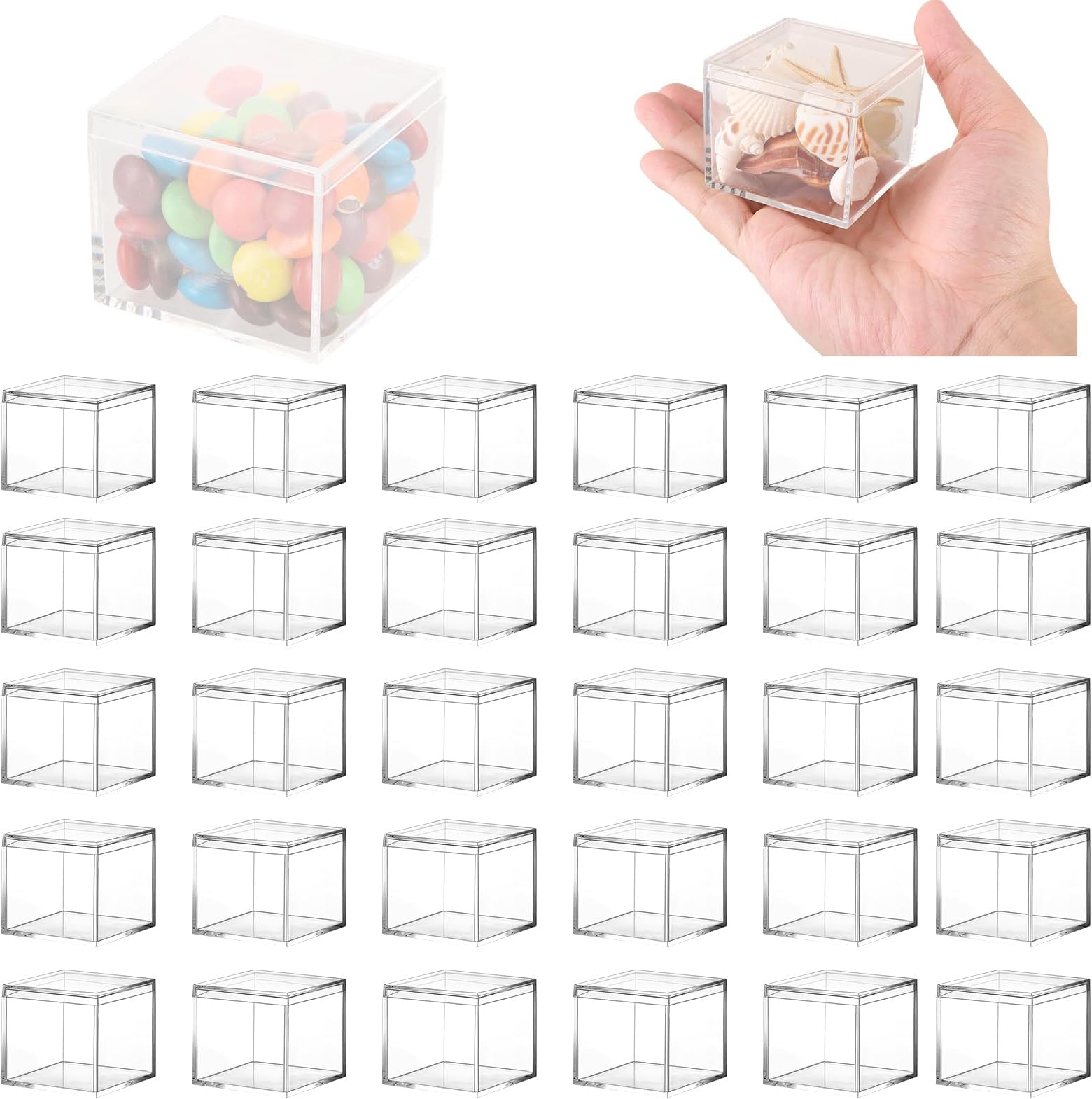 Amazon.com: 48 Pcs Clear Acrylic Plastic Boxes for Display Small ...