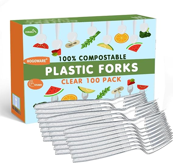 Amazon.com: 100 Pack Clear Plastic Forks - Heavy Duty Disposable ...