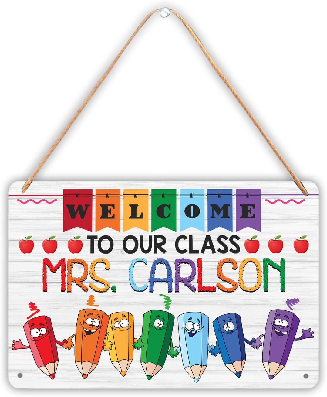 Amazon.com : Personalized Teacher Name Welcome to Our Classroom Crayon ...