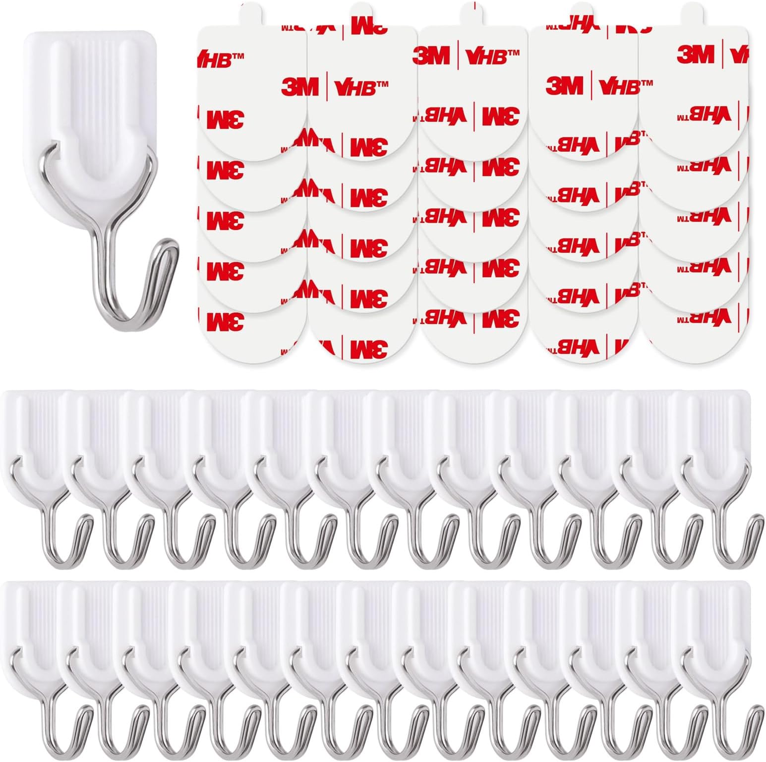 Amazon.com: 15 Clear Small Wall Hooks with 20 Strips for Hanging, Wire ...