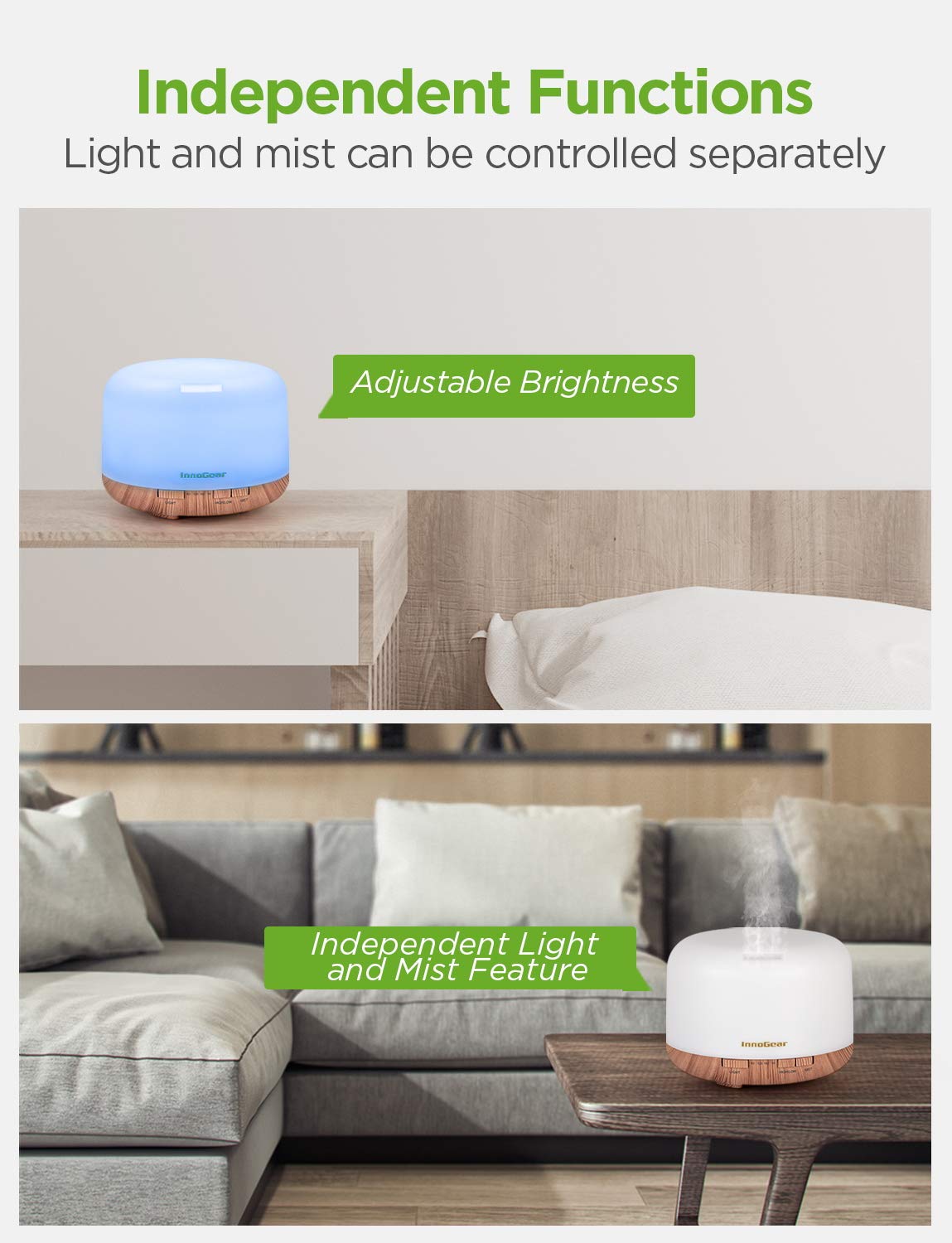 Buy InnoGear Oil Diffuser, 500ml Diffusers for Essential Oils Large ...