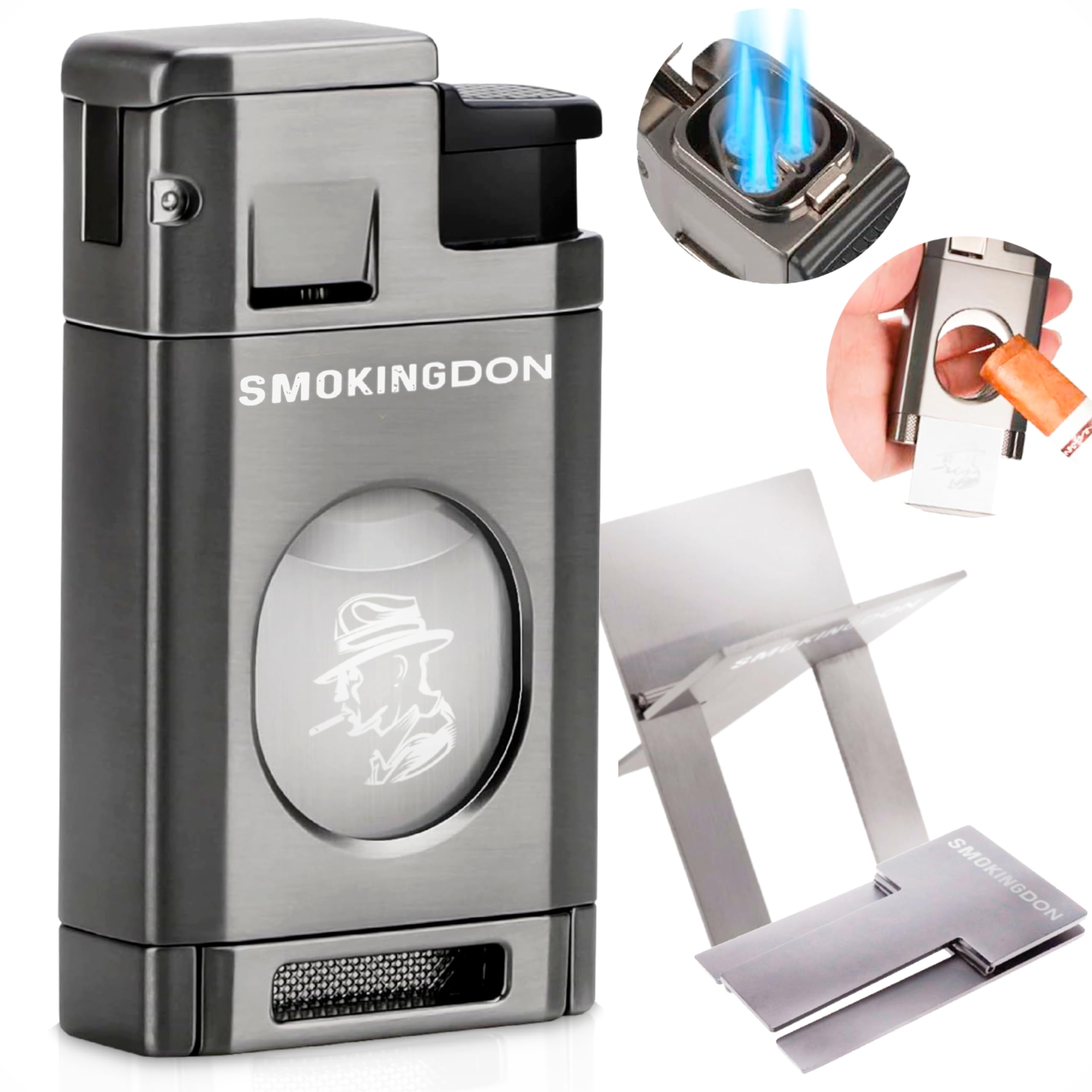 Amazon.com: SMOKINGDON Cigar Lighter and Cutter | Triple Jet Flame ...
