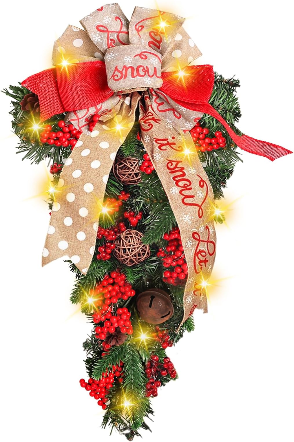 Amazon.com: 24 inch Christmas Teardrop Swag Large Christmas Wreath ...
