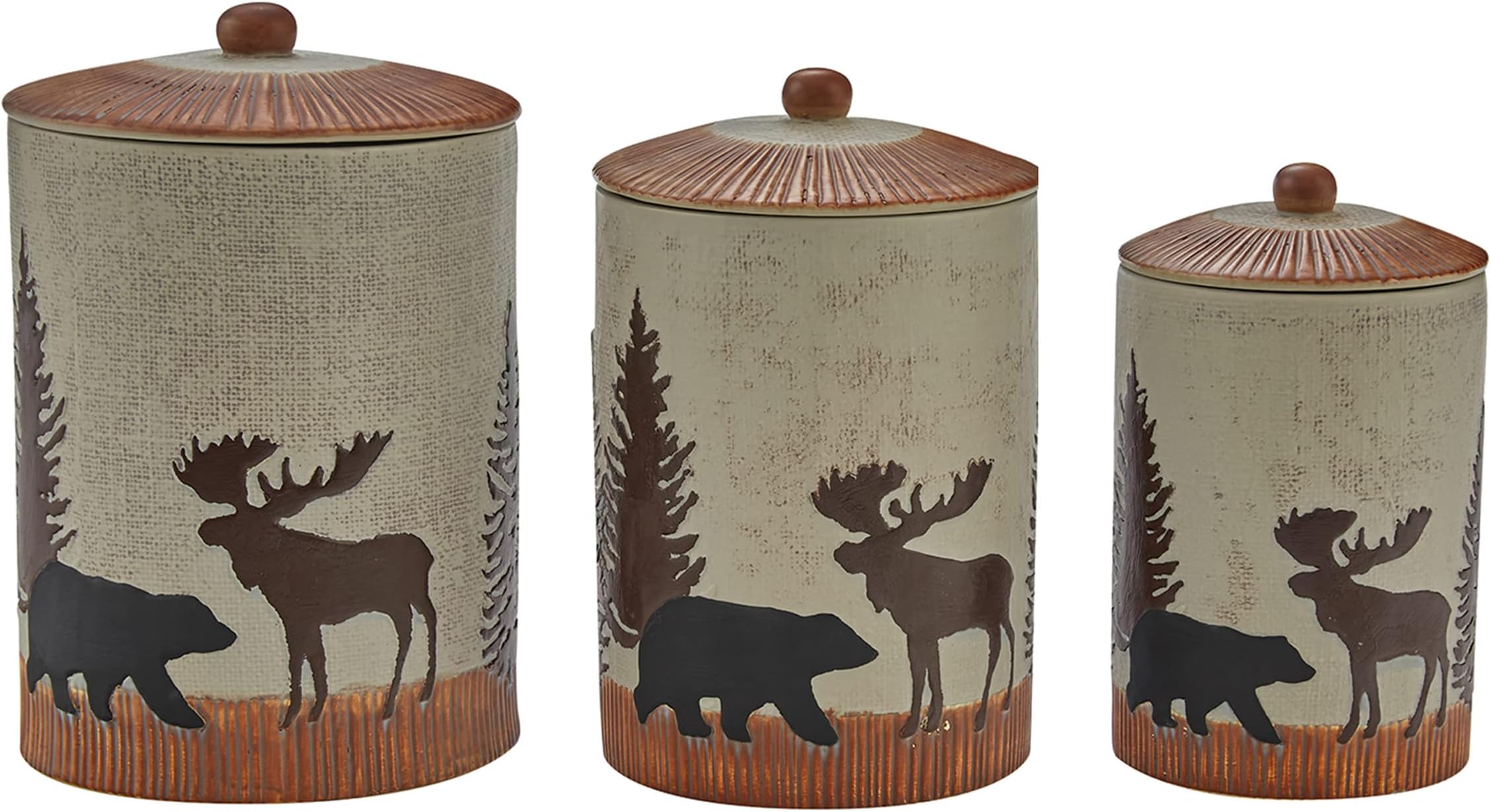 Amazon.com: Black Forest Décor Bear & Moose Stoneware Canister Set (3 ...