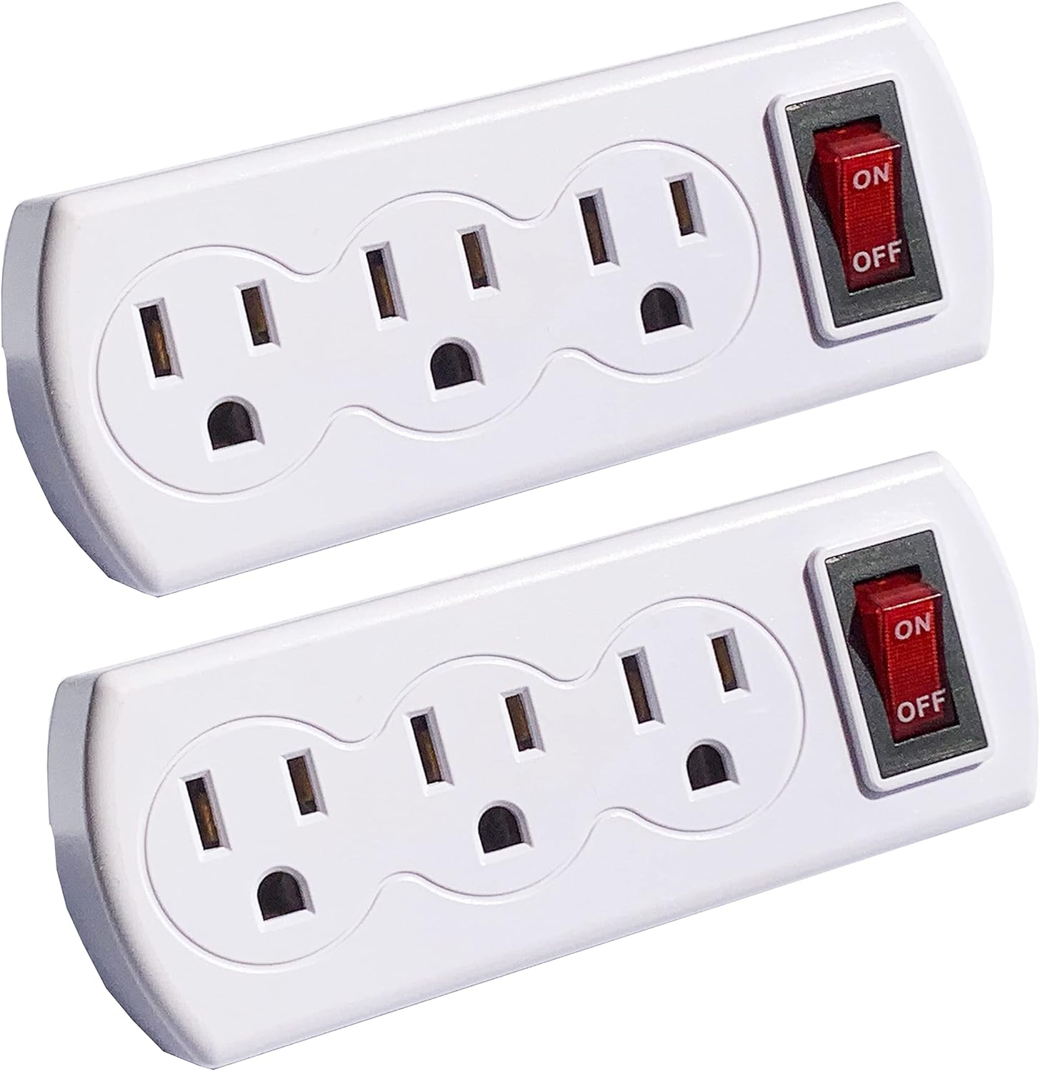 Buy 2 Pack 3 Prong Outlet Switch Power Wall Tap Adapter Triple Mini ...