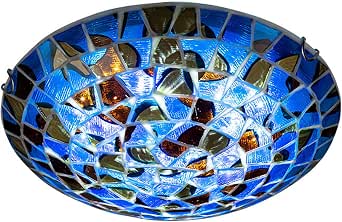 Mediterranean Blue Ceiling Lights Tiffany Style Flush Mount Ceiling ...