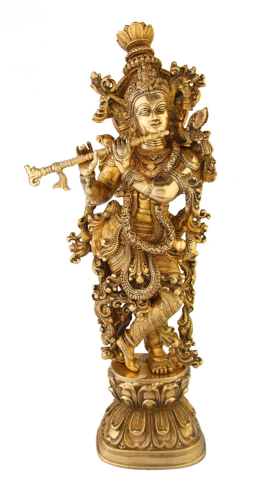 Statuestudio Hindu Religious Lord Gopala Krishna Murti Brass Inlay ...