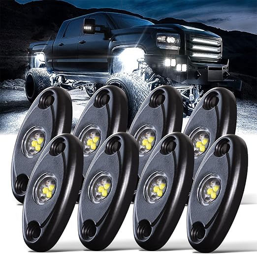Amazon.com: LEDMIRCY LED Rock Lights White 8PCS for Off Road Truck Car ...