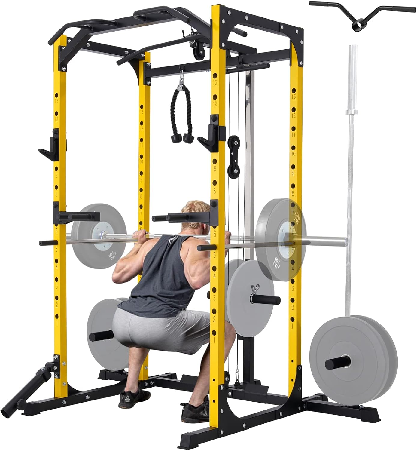Amazon.com: Mikolo Power Cage with LAT Pulldown System, 1200 Pounds ...