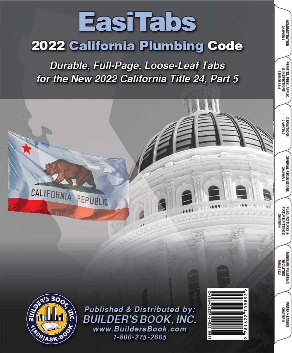 2022 California Plumbing Code, Title 24 Part 5 Loose-Leaf EasiTabs ...