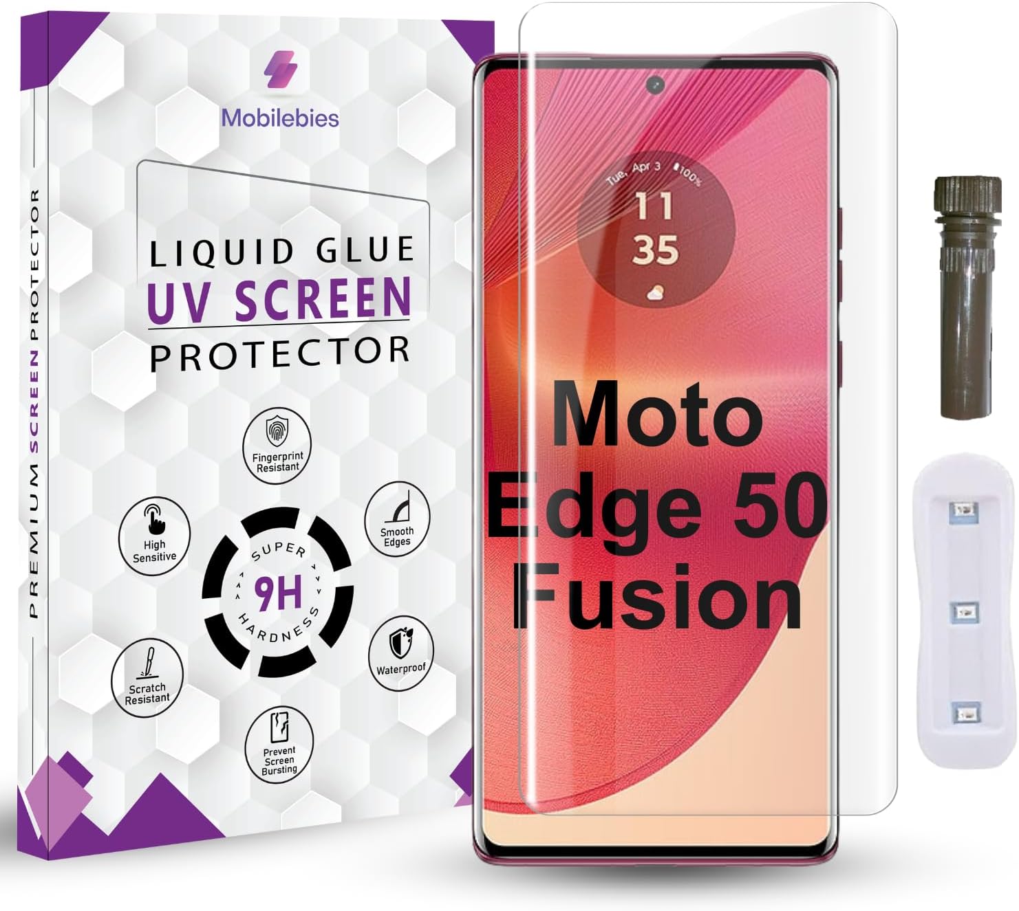 STP FEEL Advanced UV Tempered Glass Screen Full Screen ProtectorGuard For Motorola Moto Edge 50 ...