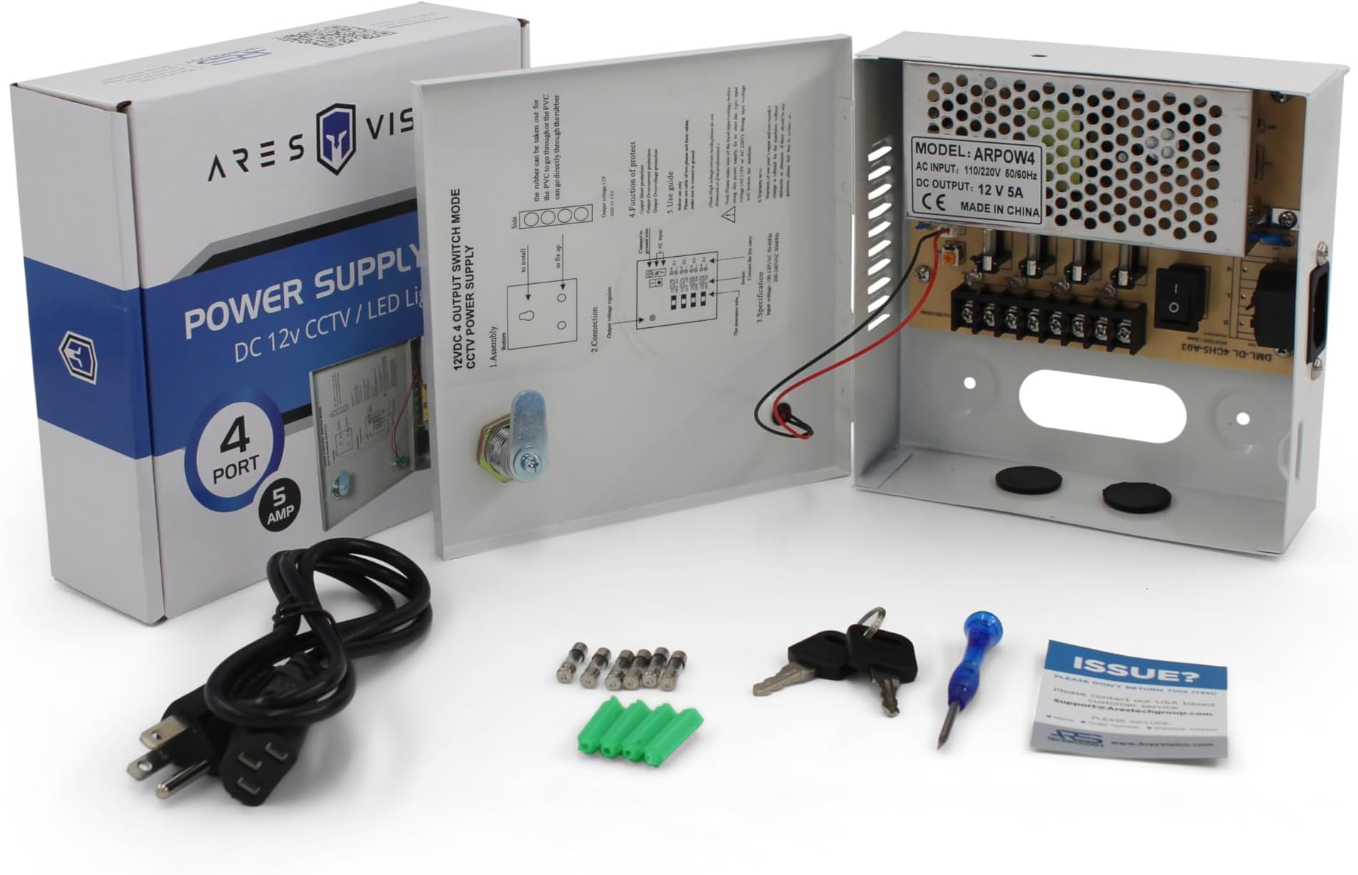 Amazon.com: Ares Vision 4 Channel/Port 5 AMPS, 12V DC Power Supply Box ...