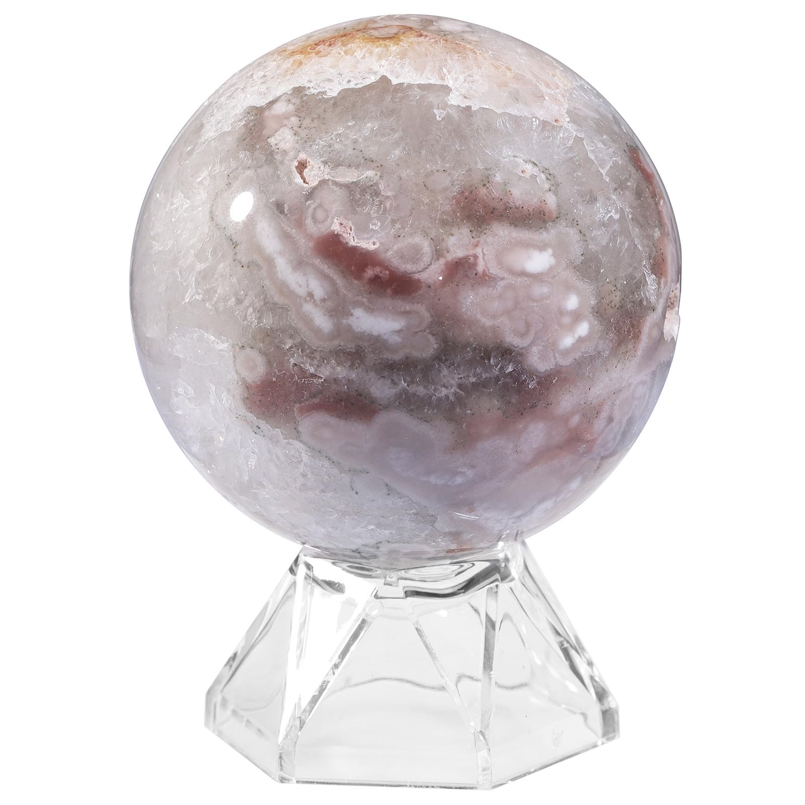 mookaitedecor 50-60mm Cherry Blossom Agate Crystal Ball Sphere Ornament ...