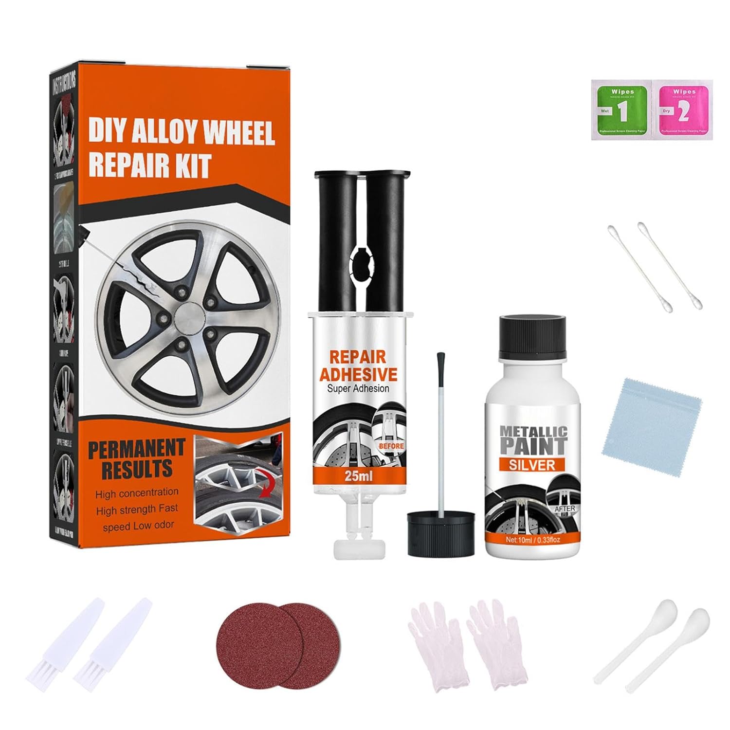 Alloy Silver Wheel Paint, Quick Fix Scratch Repair Kit, Car Care ...